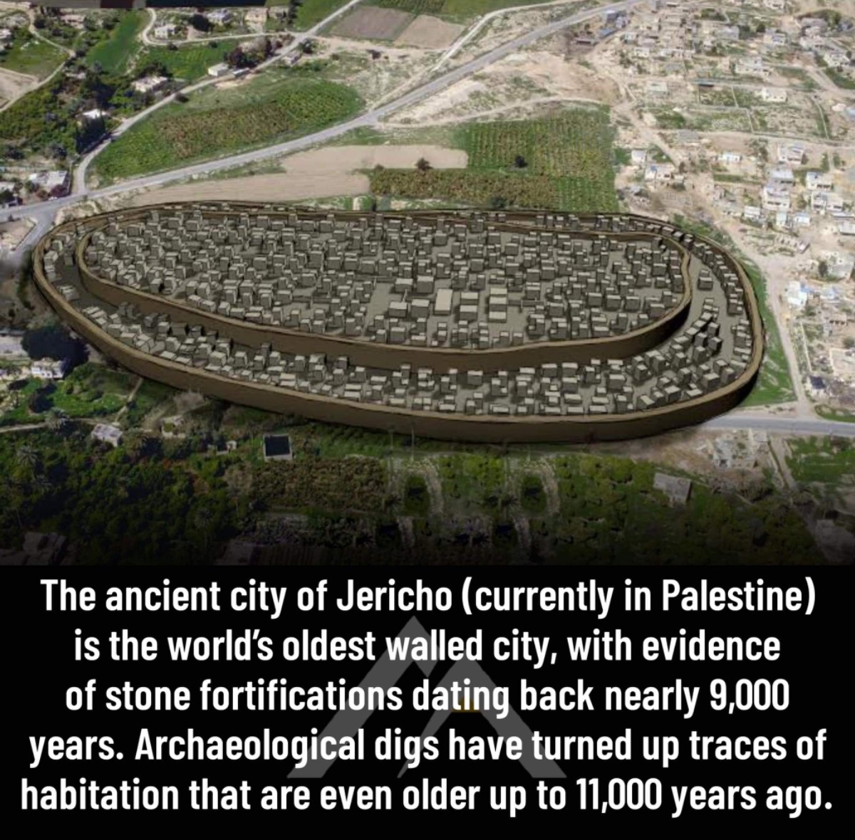 Great Wall of the ancient city of Jericho (now in Palestine ...